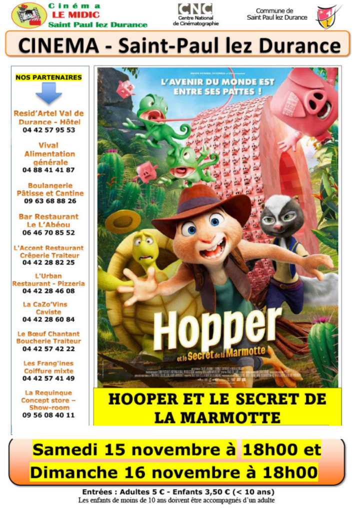 [CINÉMA] 🐾 HOPPER et le Secret de la Marmotte🐾 - Saint Paul